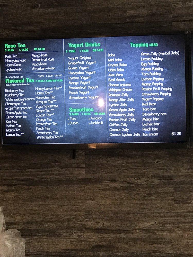 Menu at Quickly Boba Cafe. USF, Temple Terrace