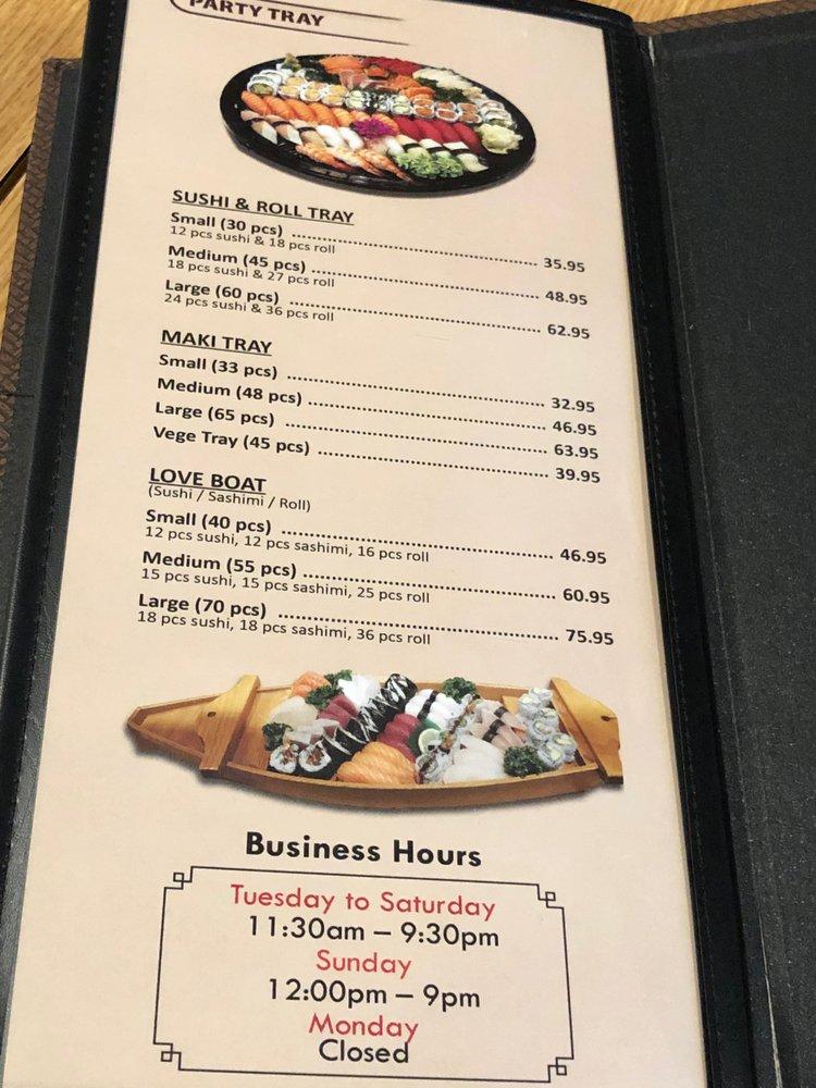 Menu at Sushi Minato restaurant, Georgina