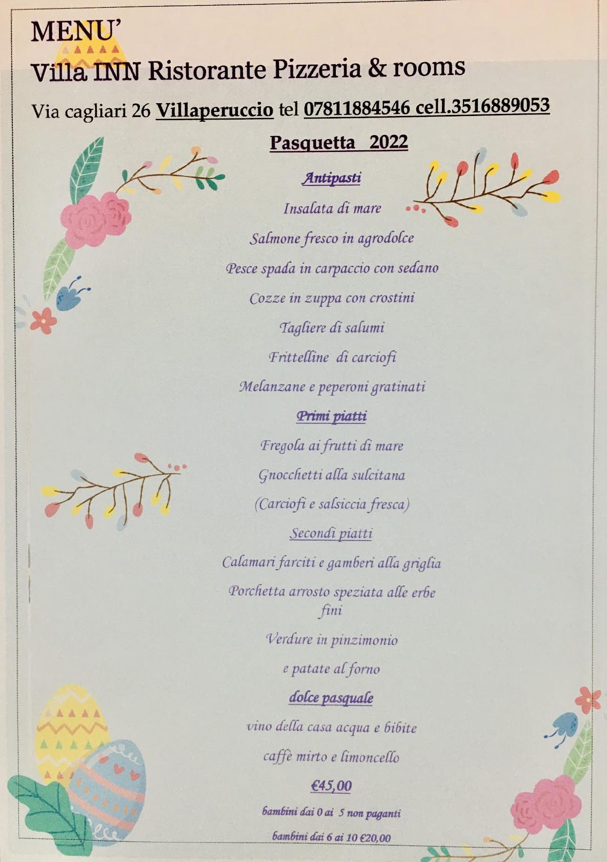 Menu da Villa INN Ristorante Pizzeria & rooms, Villaperuccio