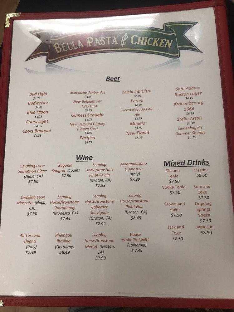 Menu at Bella Pasta & Seafood restaurant, Pueblo West