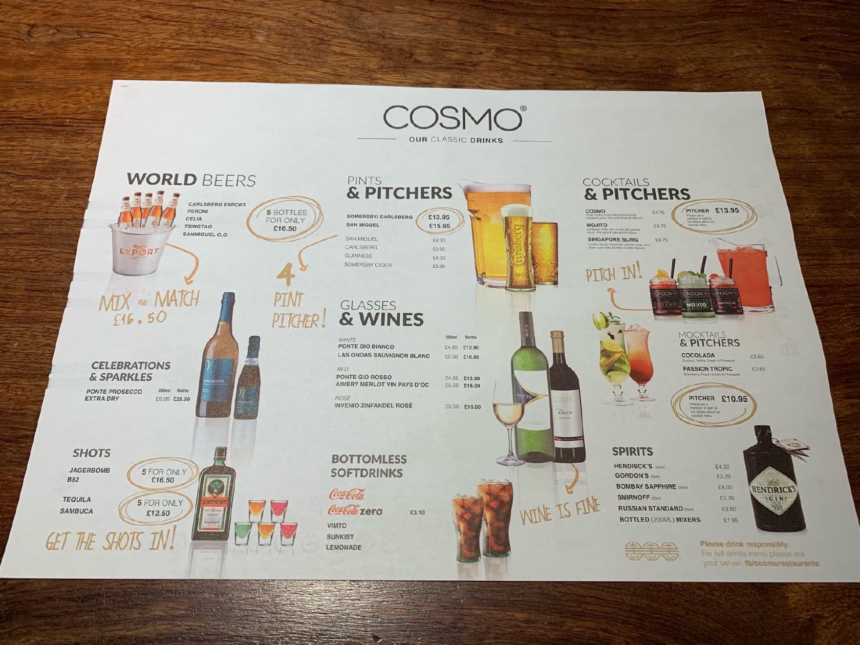 Menu at COSMO World Buffet Restaurant Oxford, Oxford