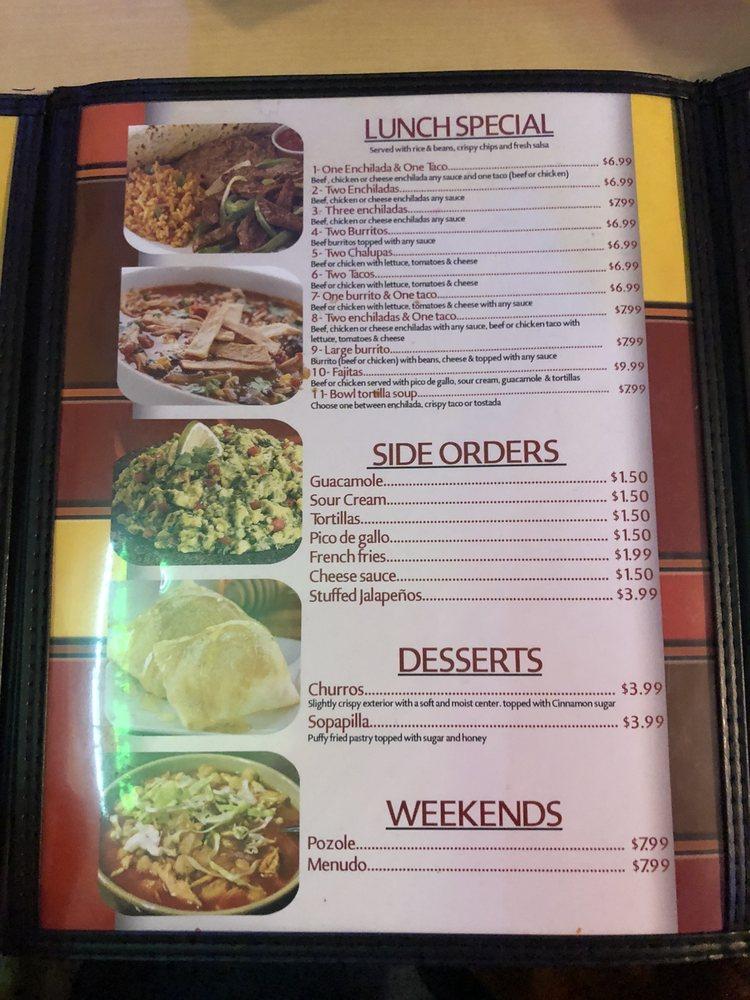 Menu at El Ranchero Mexican Restaurant, Garland