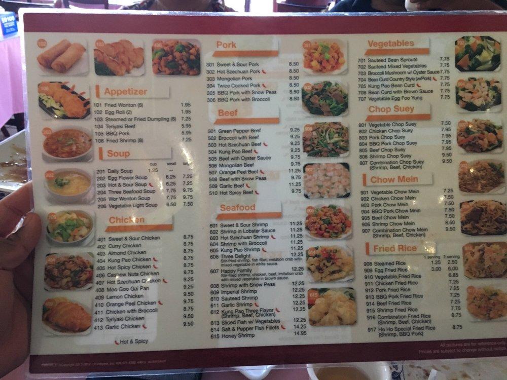 Menu at Ho Ho China restaurant, Norwalk, Rosecrans Ave