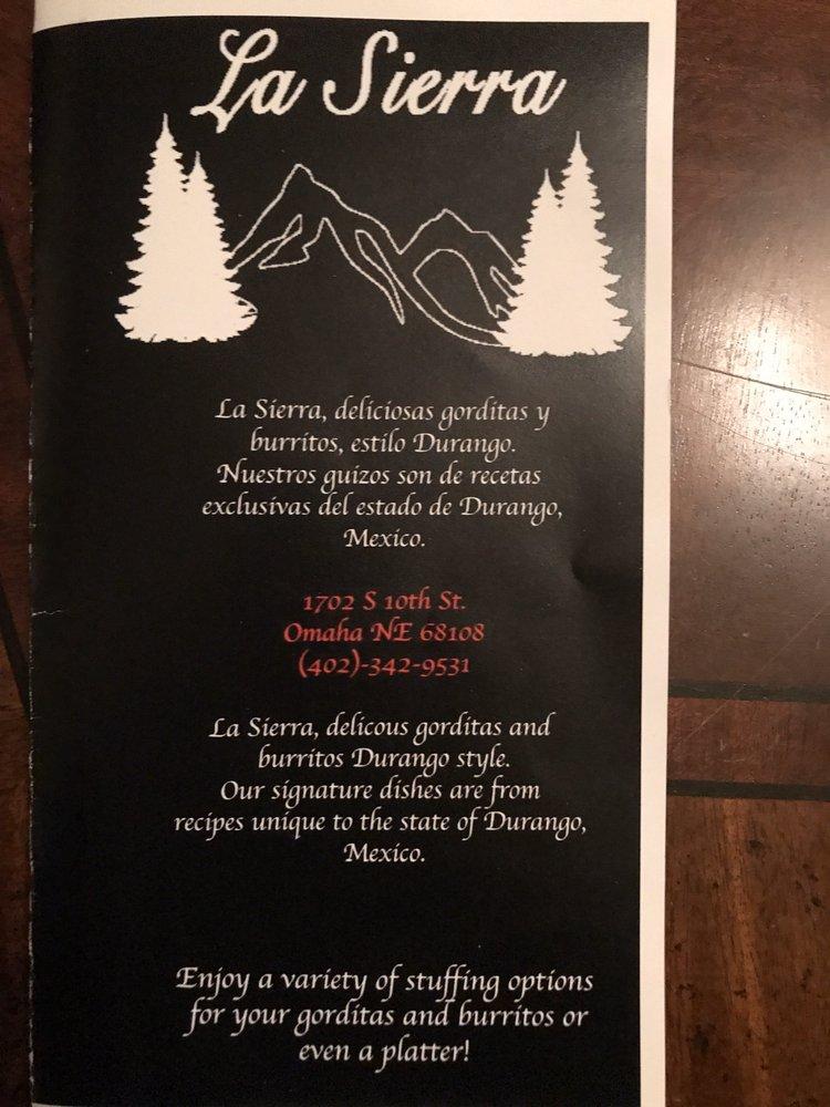 Menu at La Sierra Restaurant, Omaha