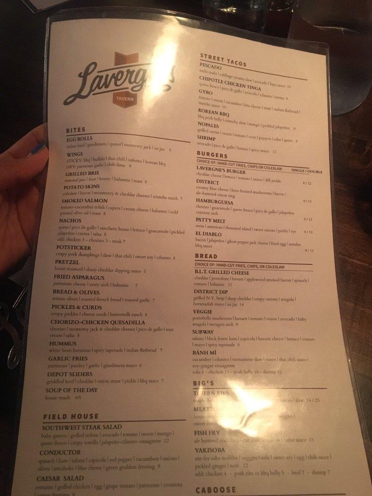 Menu at Lavergne's Tavern pub & bar, Berwyn