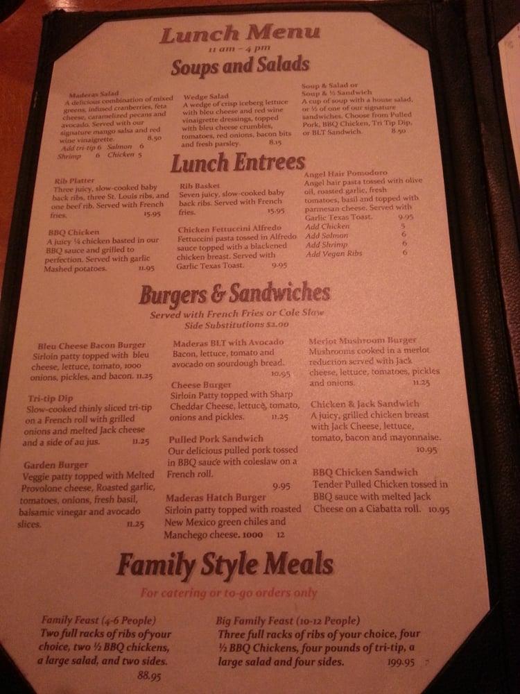 Menu at Maderas Steak & Ribs pub & bar, Los Alamitos