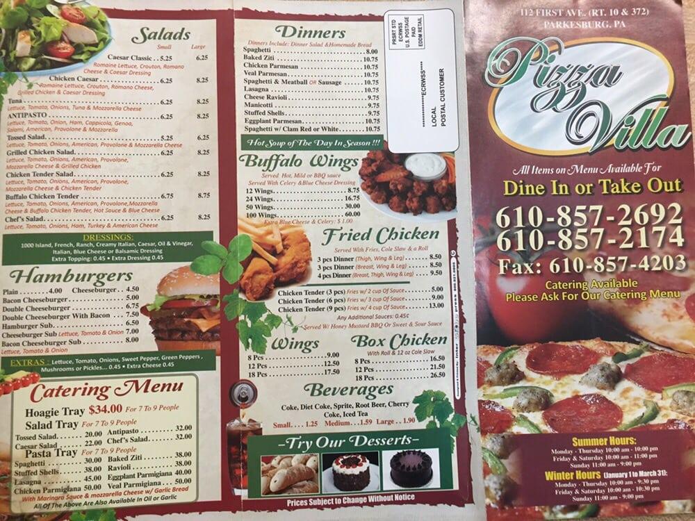 Menu at Pizza Villa pizzeria, Parkesburg