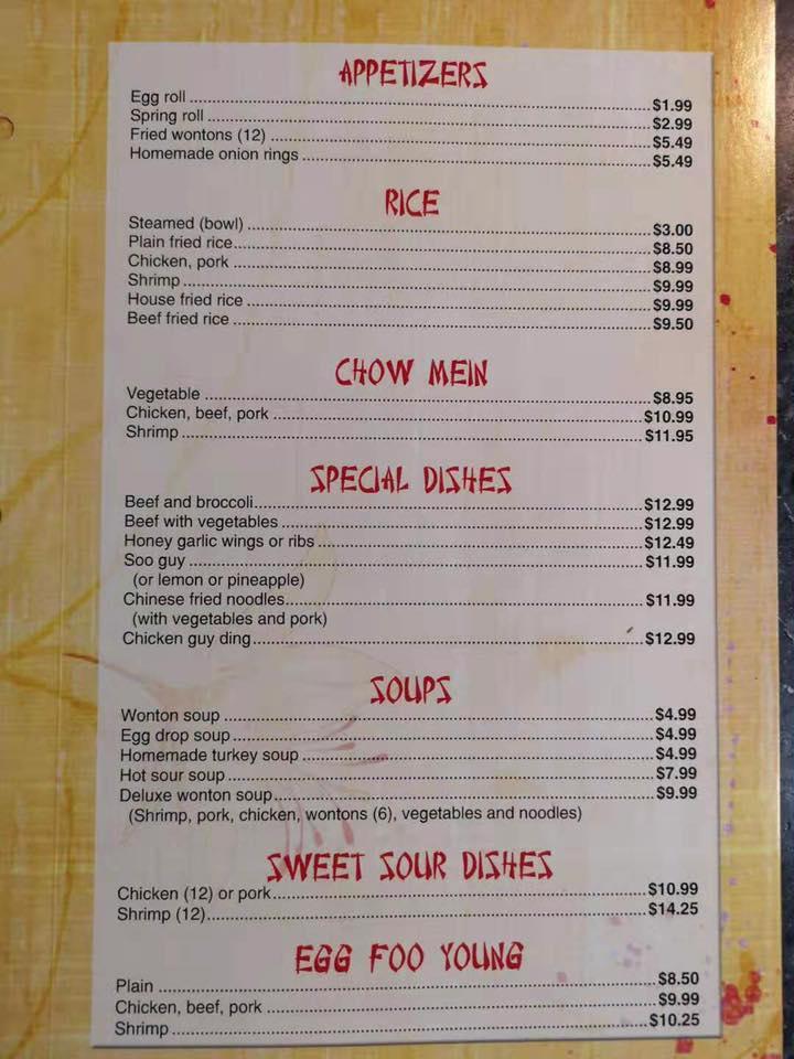 Menu at War Wick's Restaurant, Grand Falls-Windsor