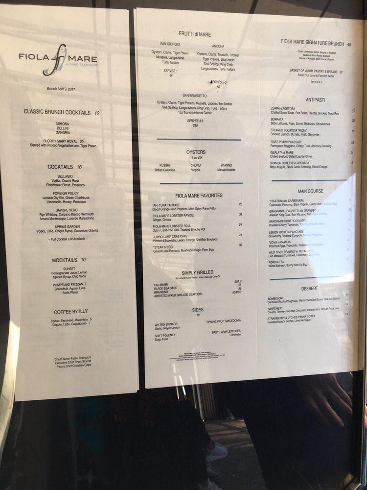 Menu at Fiola Mare pub & bar, Washington