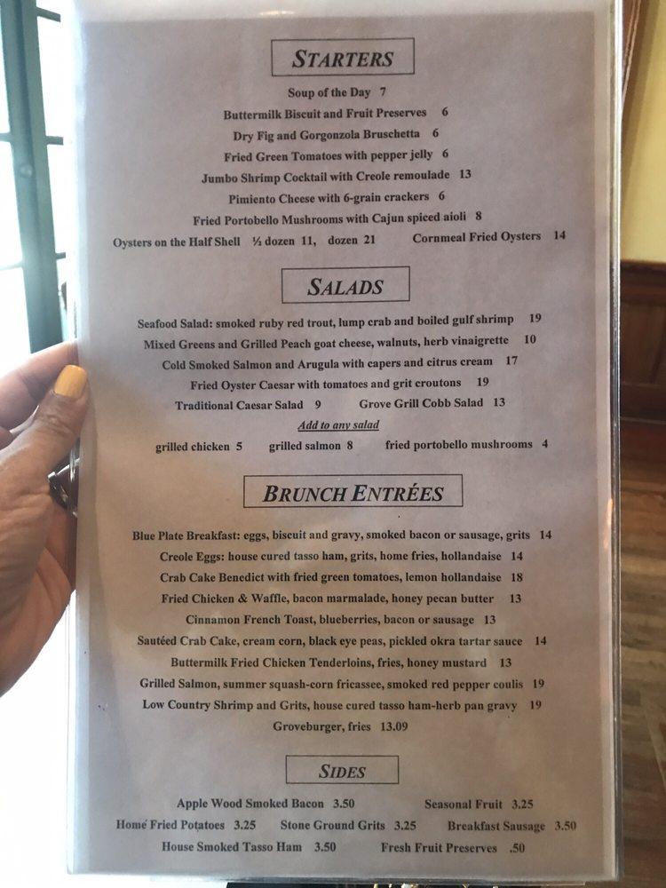 Menu at The Grove Grill pub & bar, Memphis