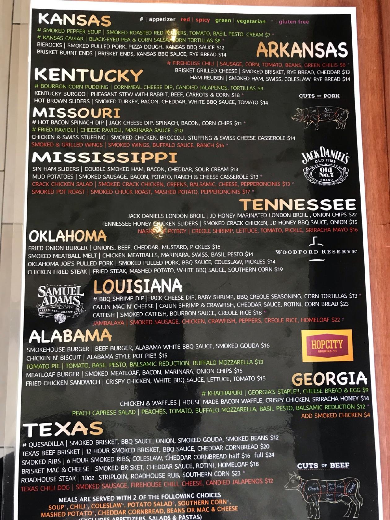 Menu at JD's Southern Smokehouse restaurant, Sudbury