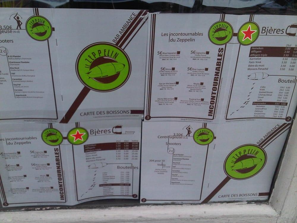 Menu at Le Zeppelin pub & bar, Lille