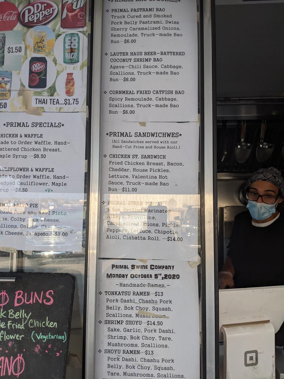 Menu at Primal Swine restaurant, Farmington