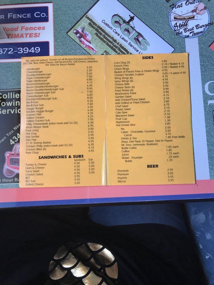 Menu at Riverside Lunch restaurant, Charlottesville