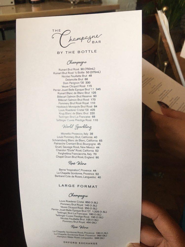 Menu at The Champagne Bar, Tampa