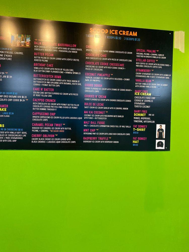 Menu at The Fat Donkey desserts, Sarasota