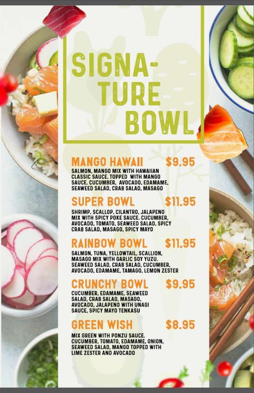 Menu at JJ'S POKE BOWL pub & bar, Edina