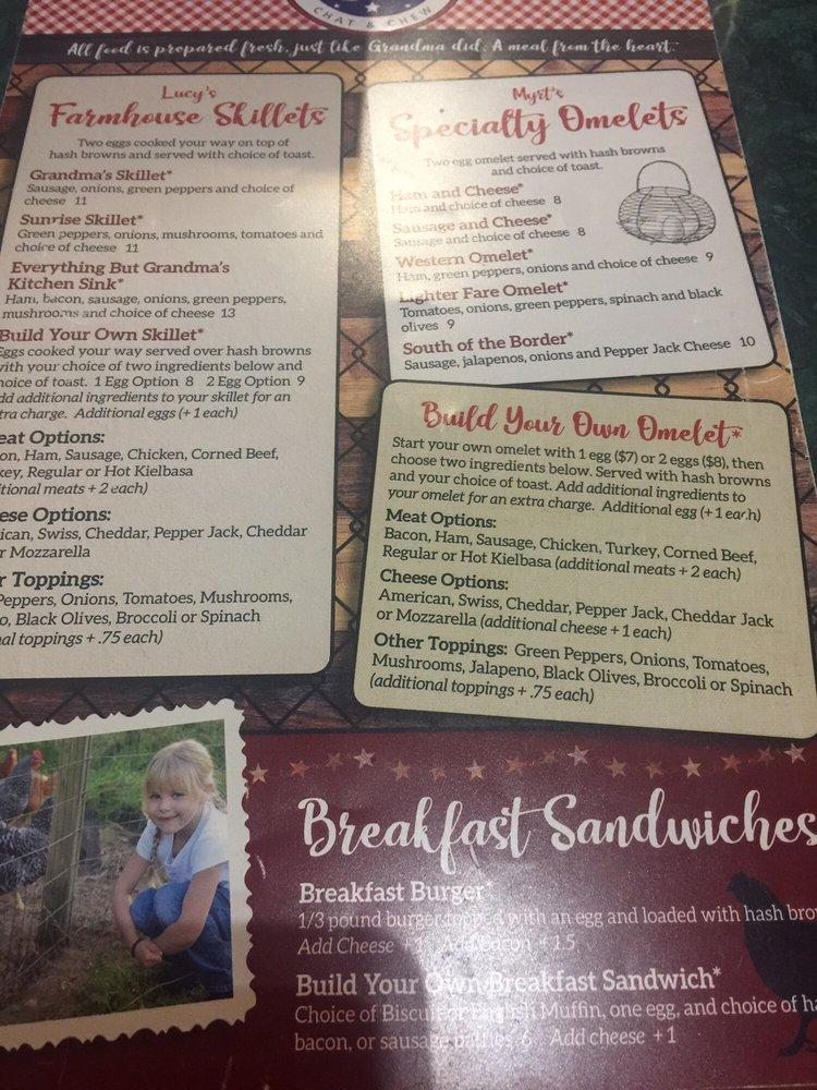 Menu at Myrt and Lucy's Chat & Chew Family Restaurant, Wisconsin Dells