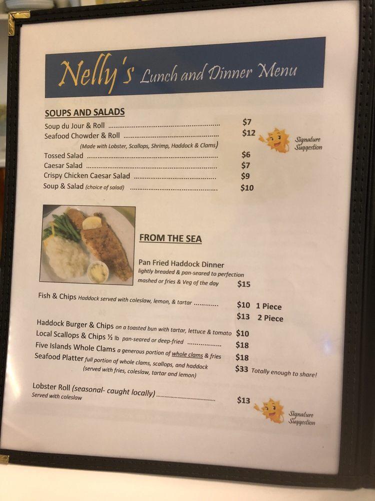 Menu at Nelly's Grill and Dairy Bar, Canada