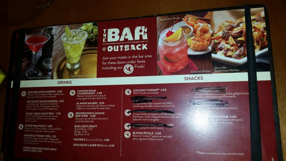 Menu at Outback Steakhouse, Vancouver