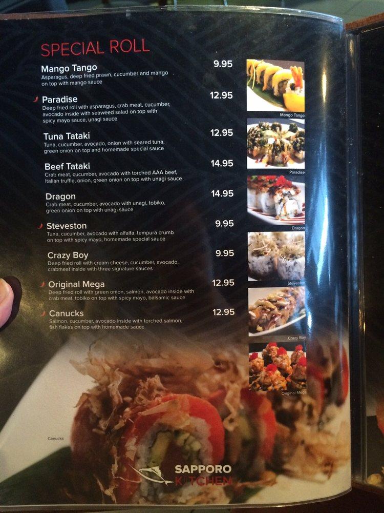 Menu at Sapporo Kitchen restaurant, Surrey