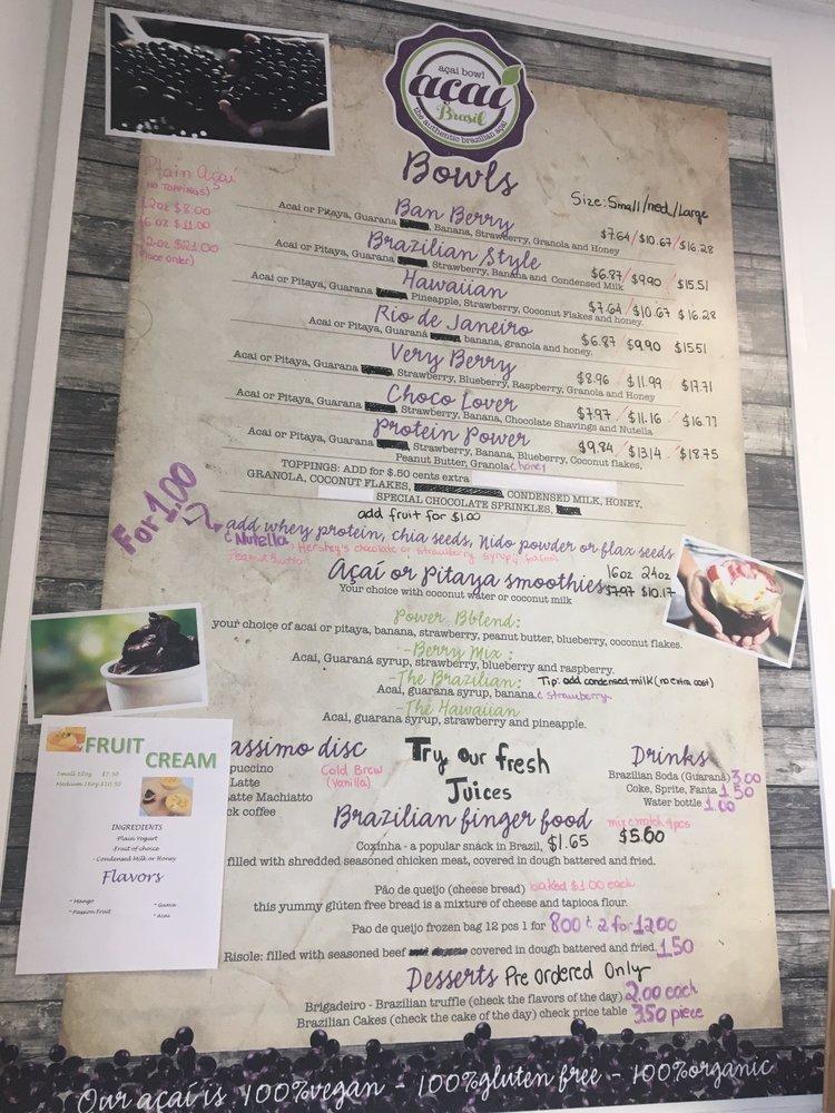 Carta del pub y bar Acai Brasil USA, Houston, W Lake Houston Pkwy #150