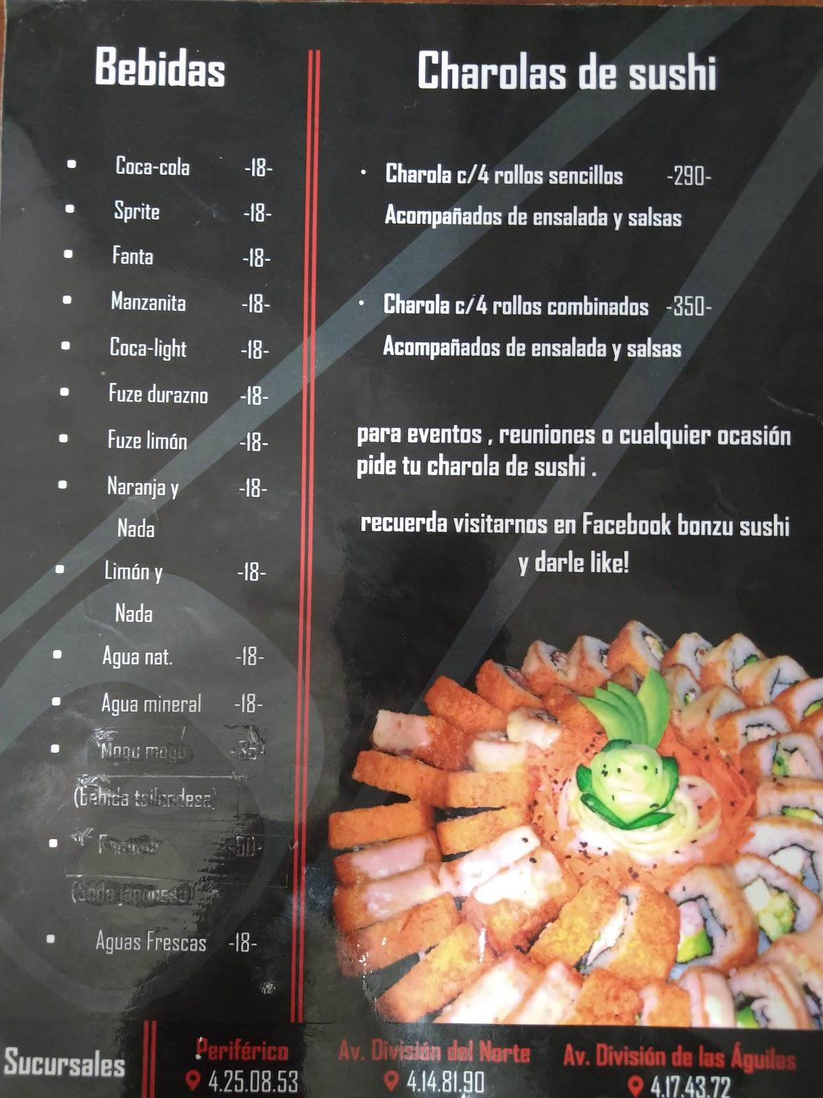 Menu at Bonzu Sushi House restaurant, Chihuahua, Av División del Nte 1100