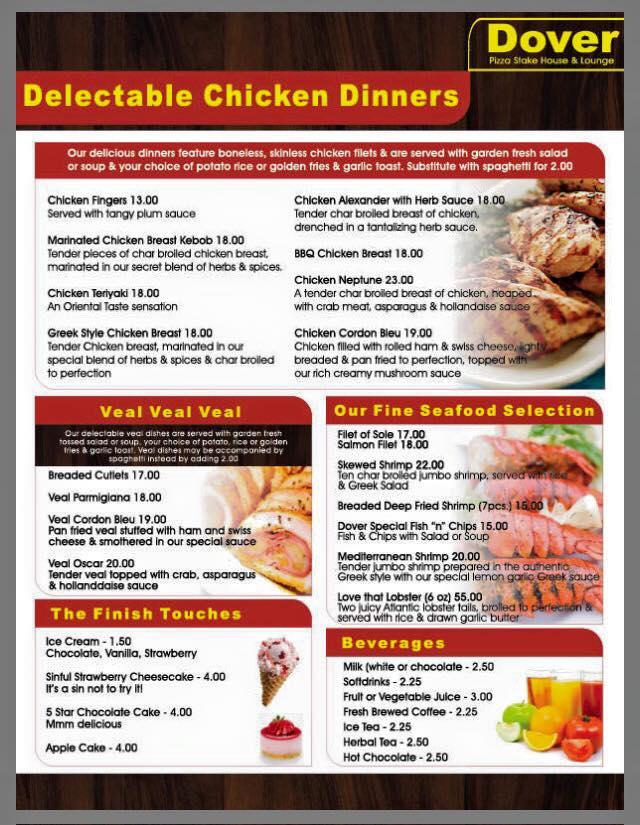 Menu at Dover Pizza Steak House and Lounge pizzeria, Calgary
