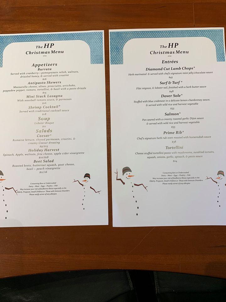 Menu at HP Café restaurant, Sedona