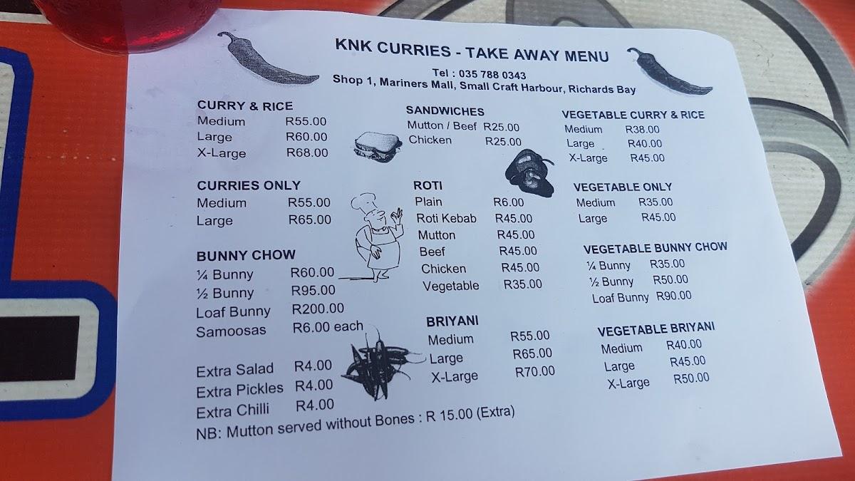 Menu at K N K CURRIES restaurant, Richards Bay, Shop 1
