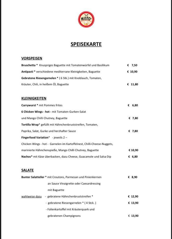 Speisekarte von Mistos restaurant, Neustadt (Wied)