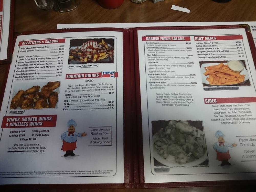 Menu at Papa Jimmie's BBQ, Pizza & More!, Green Springs