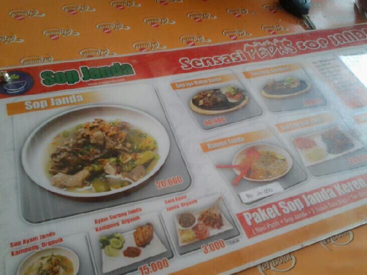 Menu at Sop Janda Cikarang, Bekasi Regency, Jalan Industri Cikarang