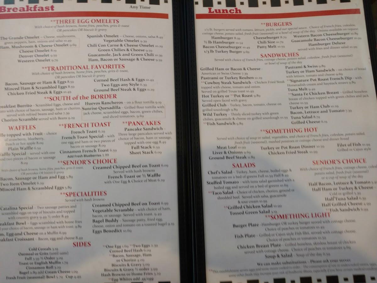Menu at Sunny Side Up Cafe, Catalina