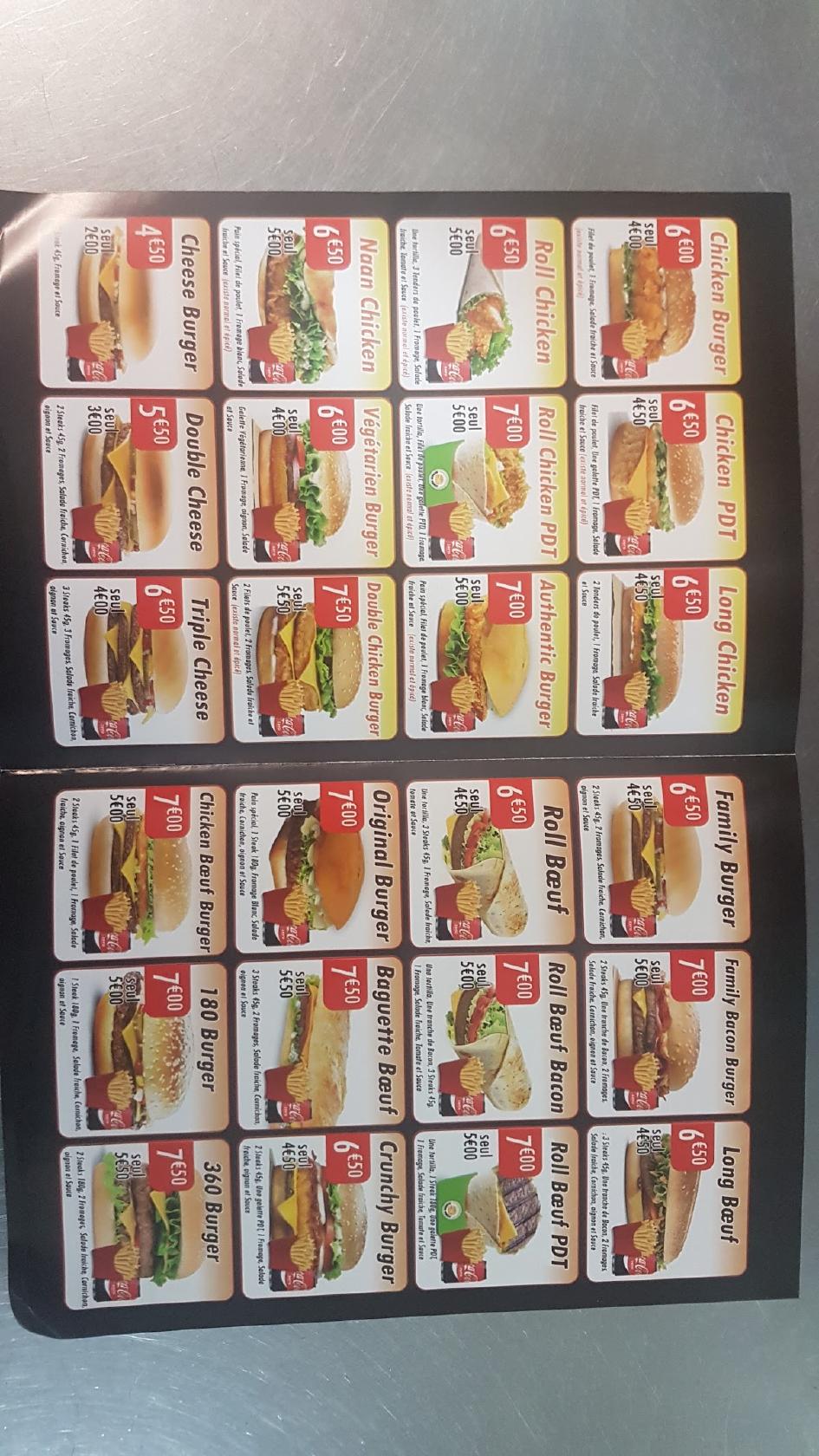 Menu at Burger Family restaurant, Lille