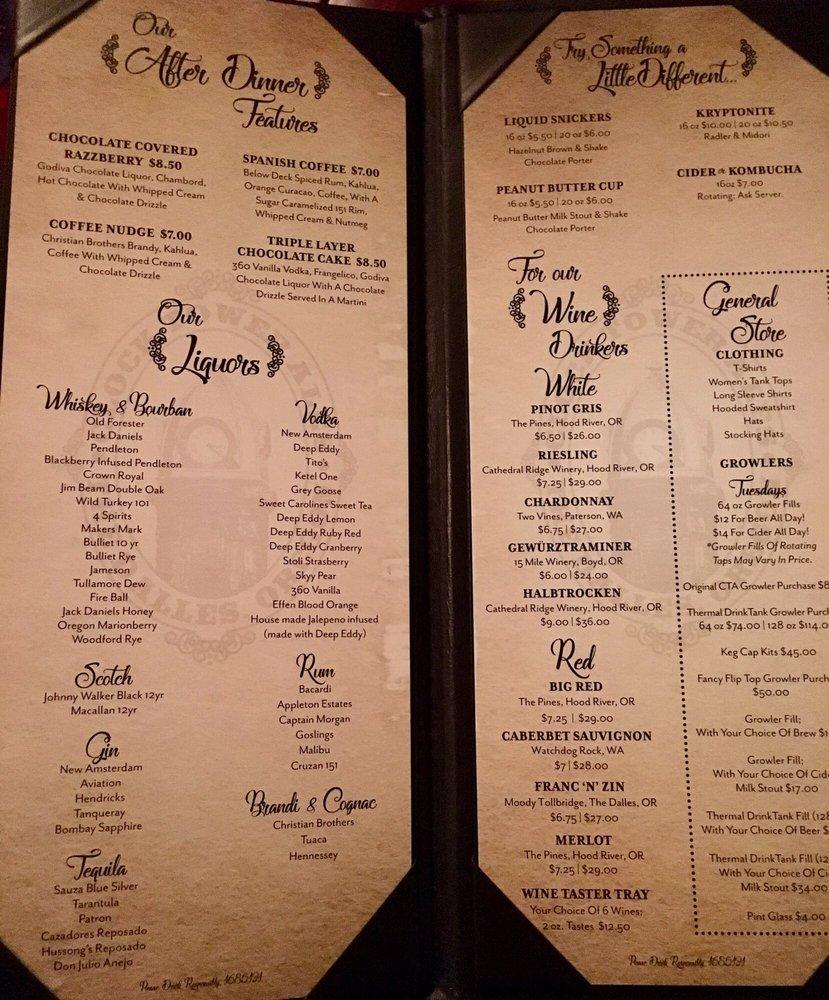 Menu at Clock Tower Ales pub & bar, The Dalles
