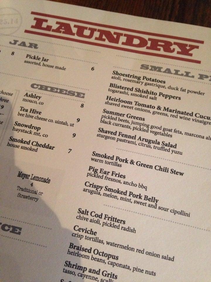 Menu at Laundry pub & bar, Steamboat Springs