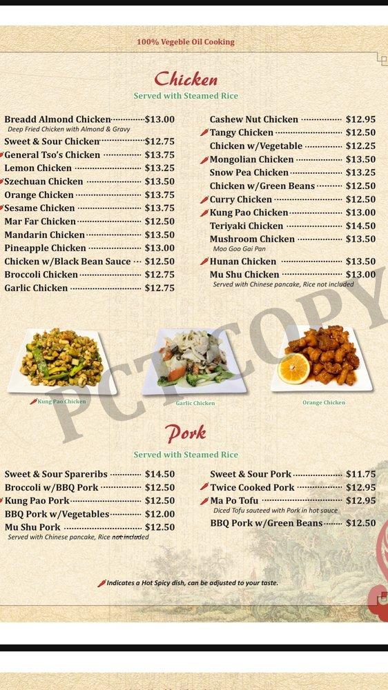 Menu at Lin's Restaurant, Tillamook