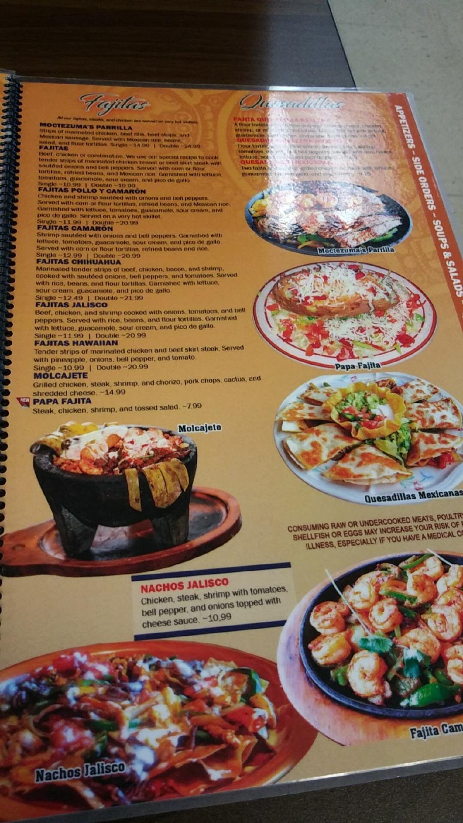 Menu at Moctezuma Grill 2 restaurant, Wynne