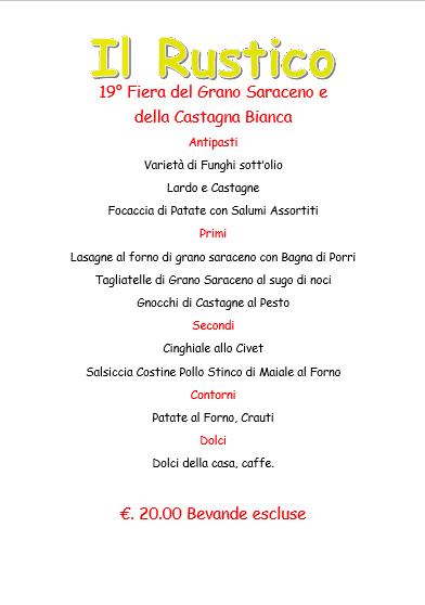 Menu da Pizzeria Ristorante Il Rustico, Serra