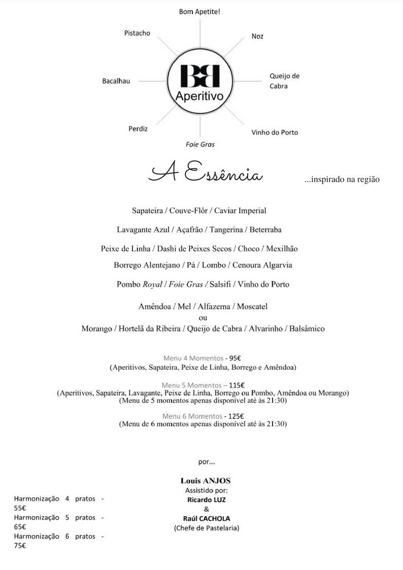Menu at Bon Bon restaurant, Carvoeiro