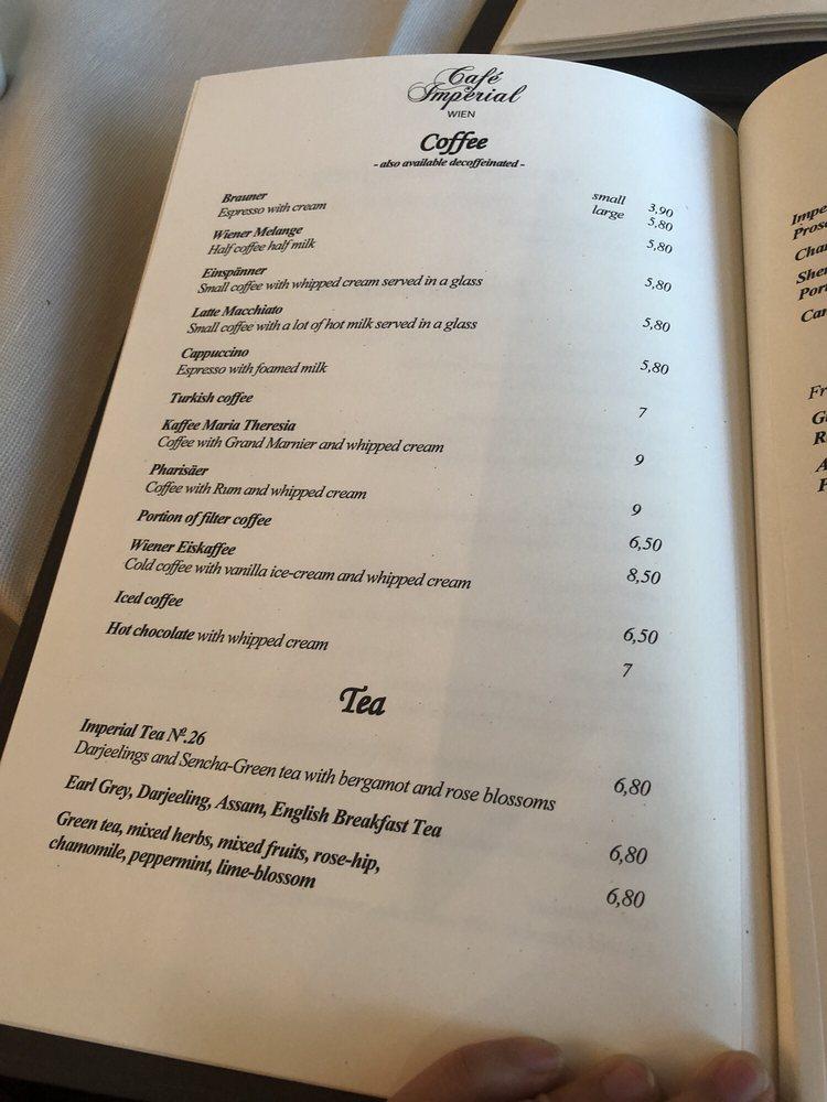 Speisekarte von Café Imperial cafe, Wien