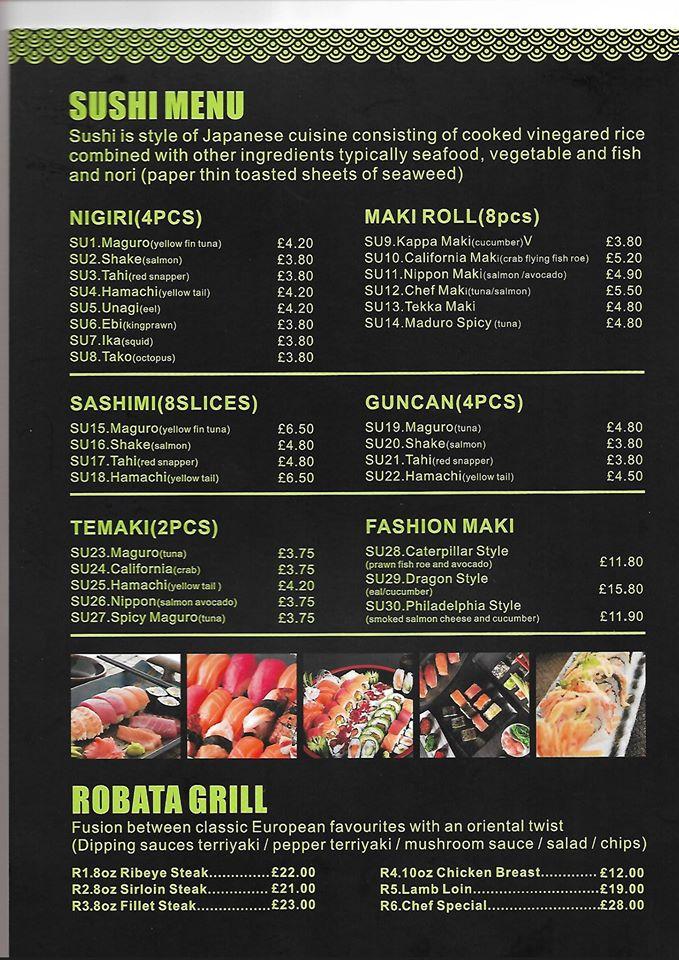 Menu at Green Mango restaurant, Elgin