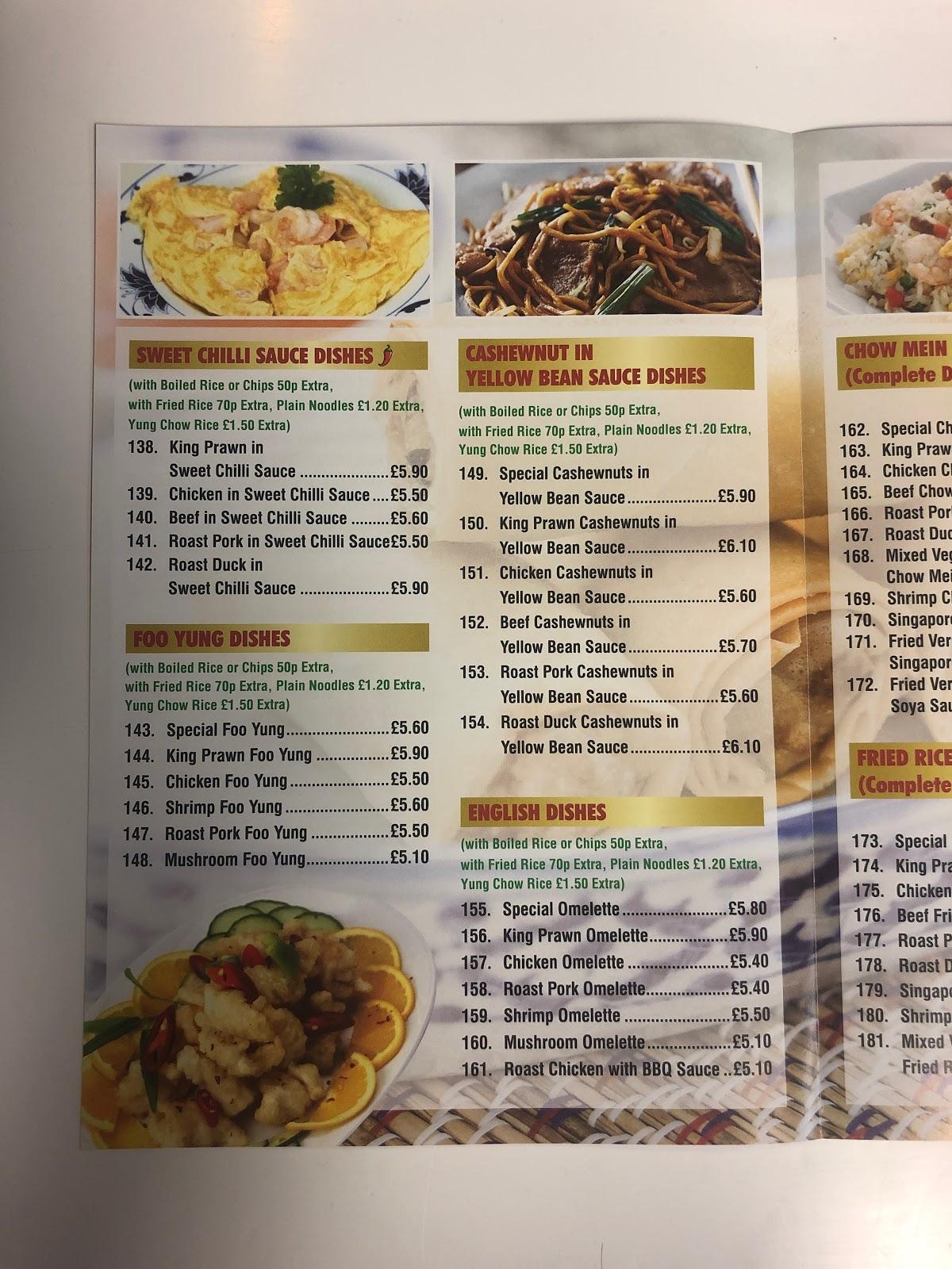 Menu at Happy Gathering fast food, Blackpool, 80 Norbreck Rd
