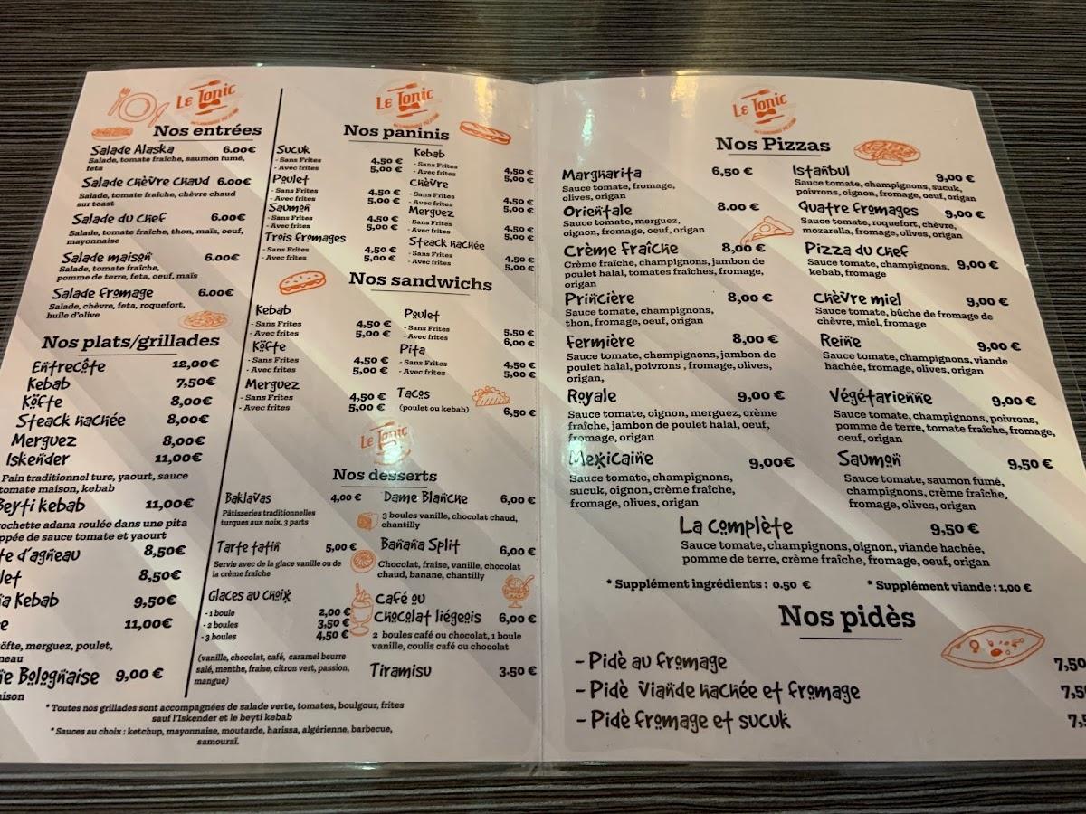 Menu au Le Tonic restaurant, Montargis