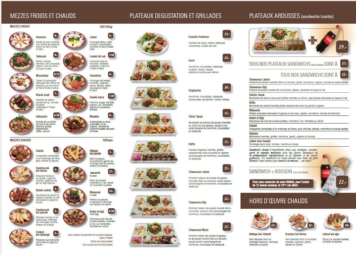Speisekarte von OBEIRUT Lebanese Cuisine, Lausanne
