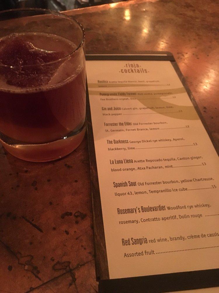 Menu at Rioja pub & bar, Denver