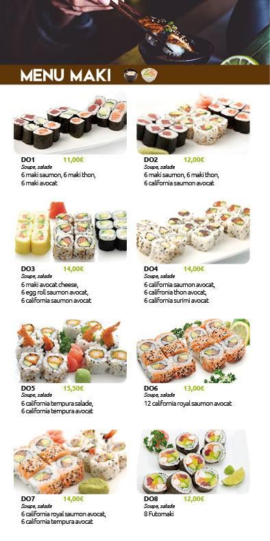 Menu at Simple sushi restaurant, Montrouge