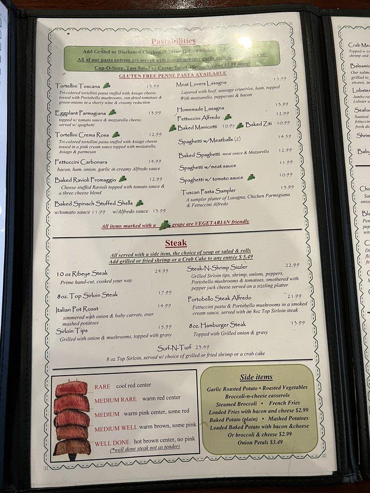 Menu at The Tuscan Italian Grill restaurant, Altavista, Dearing Ford Rd