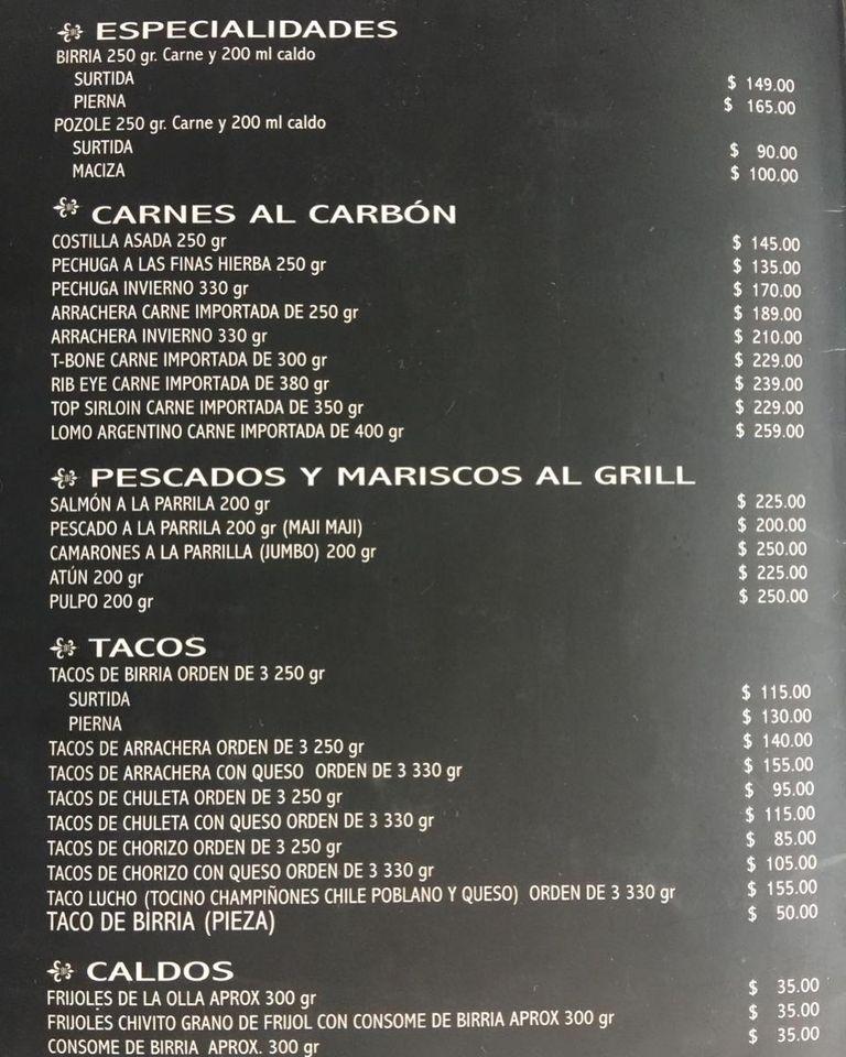 Carta del restaurante Birria El Chivito del San Cosme l Coyoacan ...